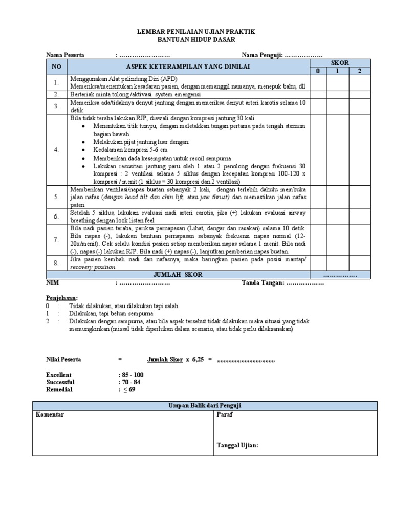 Lembar Penilaian Ujian Praktik CPR | PDF