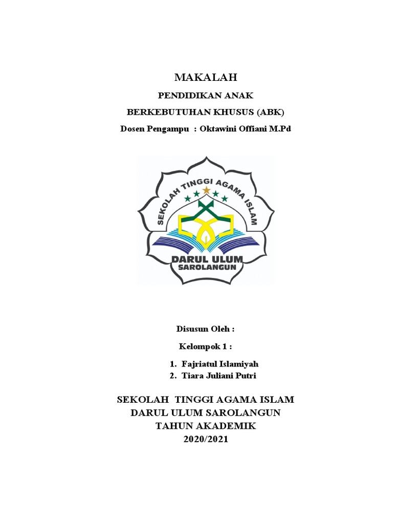 Makalah Anak Berkebutuhan Khusus | PDF | Karier & Perkembangan ...