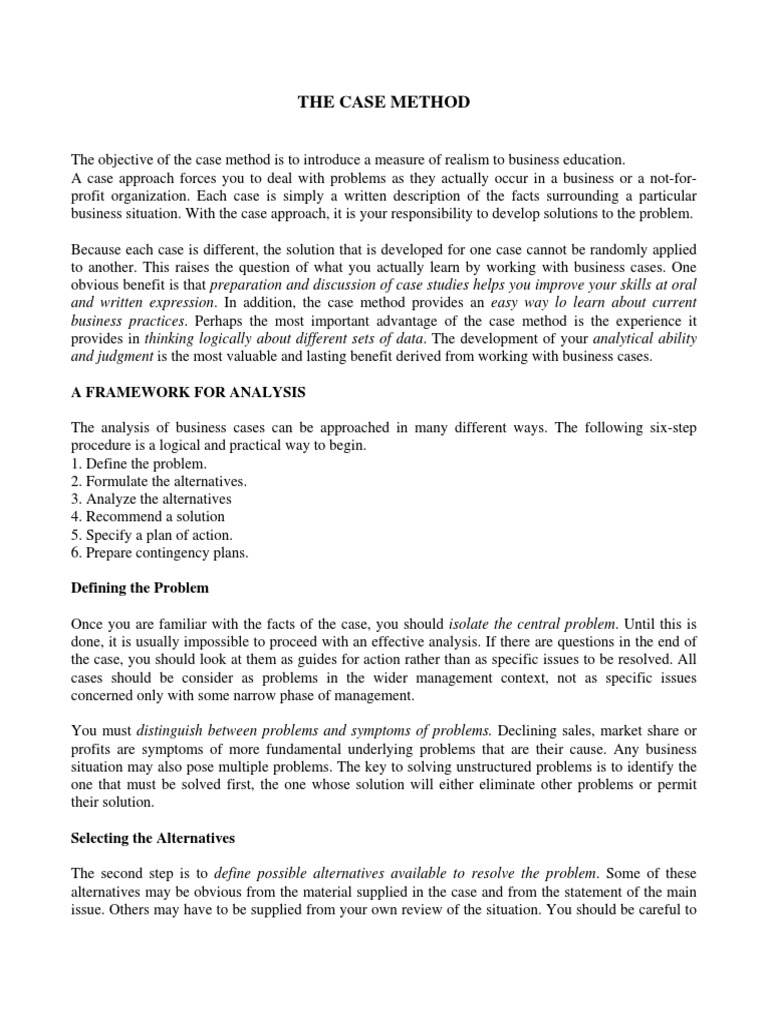 The Case Method | PDF | Analysis | Risk