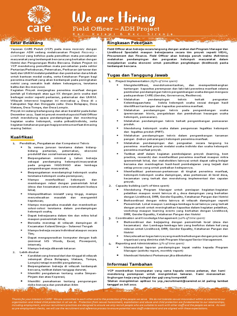 Tugas dan Kualifikasi Field Officer | PDF