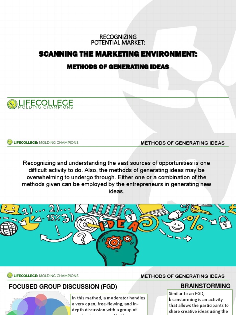 MARKET SCANNING IDEAS | PDF | Brainstorming | Focus Group