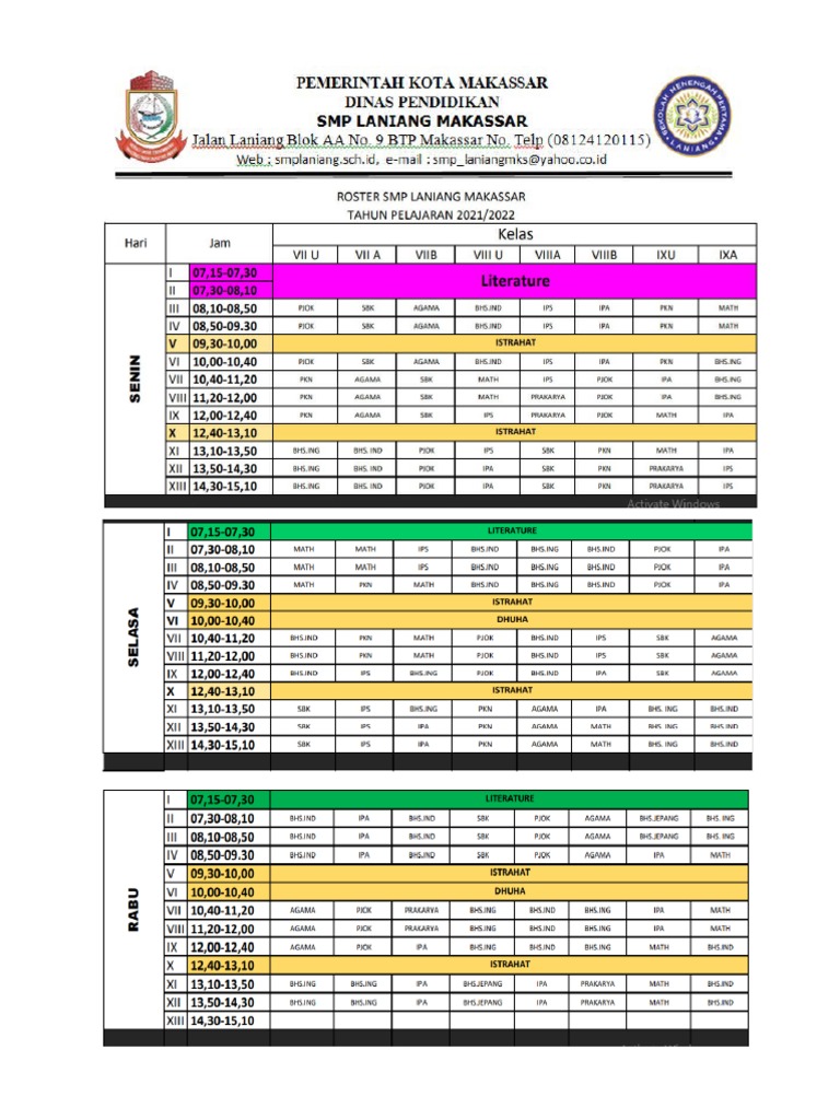 Roster SMP 2021-2022 Semester Ganjil | PDF