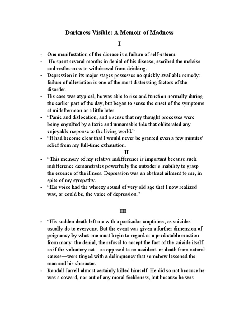 Darkness Visible: A Memoir of Madness I | PDF | Major Depressive Disorder | Mood Disorders