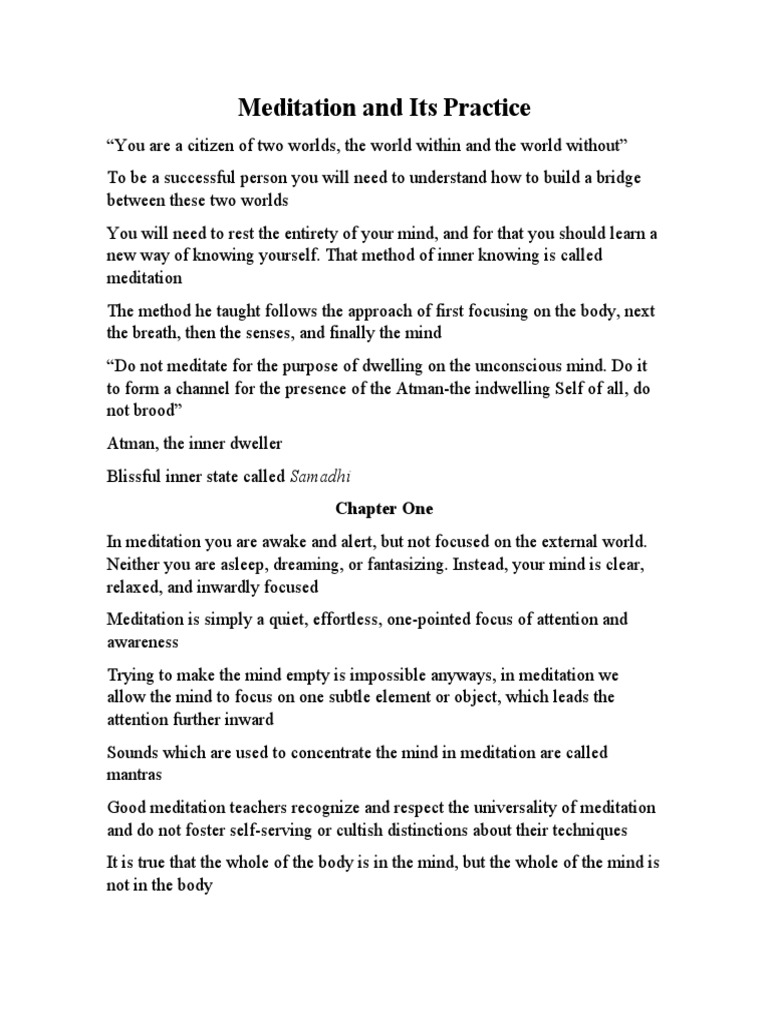 Meditation and Its Practice | PDF | Meditation | Breathing