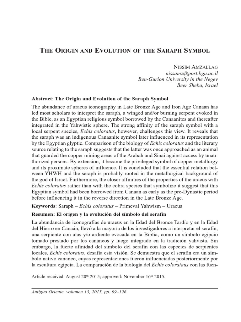 Origin Evolution Saraph Symbol | PDF | Yahweh | Canaan