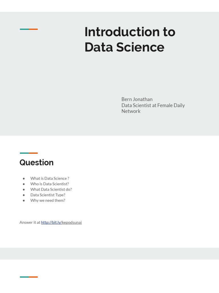 Introduction To Data Science: Bern Jonathan Data Scientist at Female ...