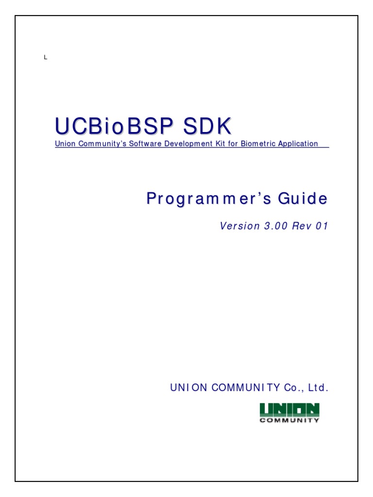 UCBioBSP SDK Programmer's Guide v3.00 (Eng) | PDF | License | Software