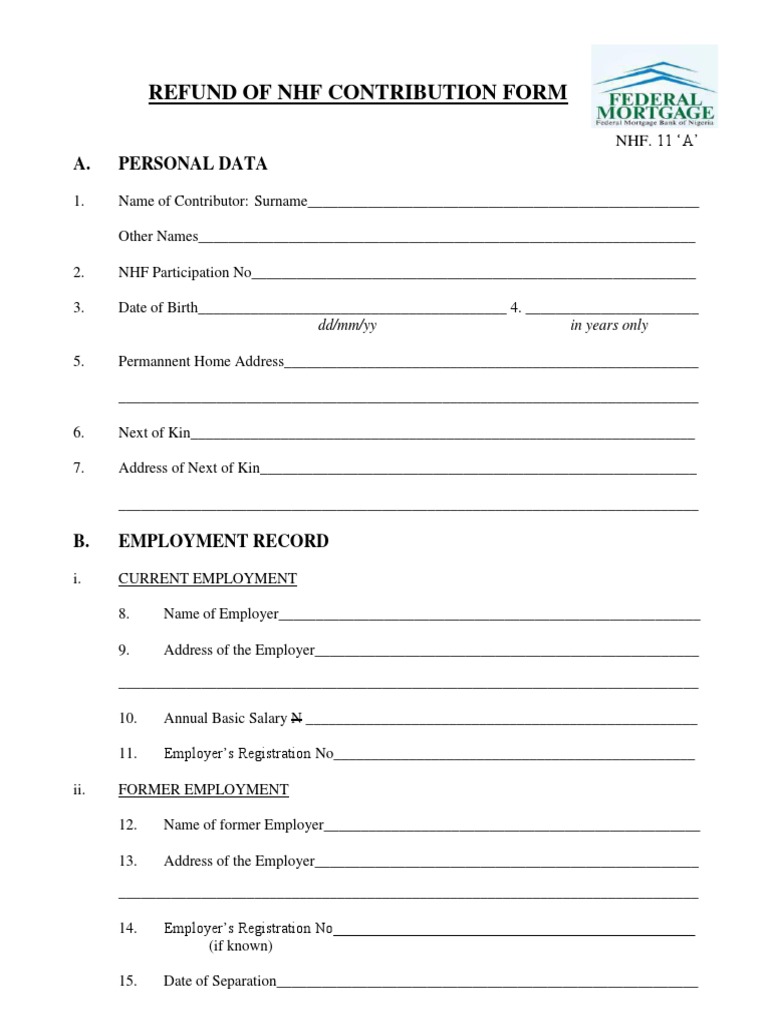 Refund of NHF Contribution Form | PDF