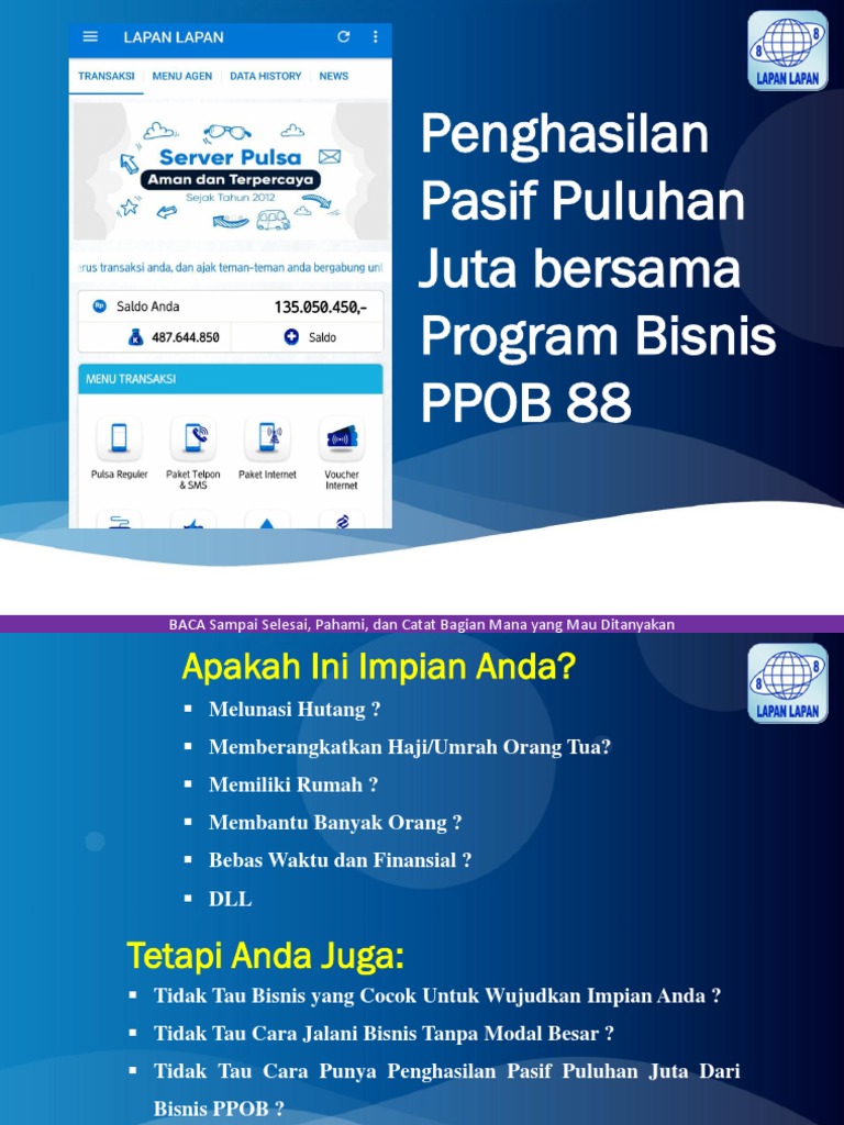 Ini Dia Presentasi Program Ppob 88, Yang Sangat Menarik | PDF