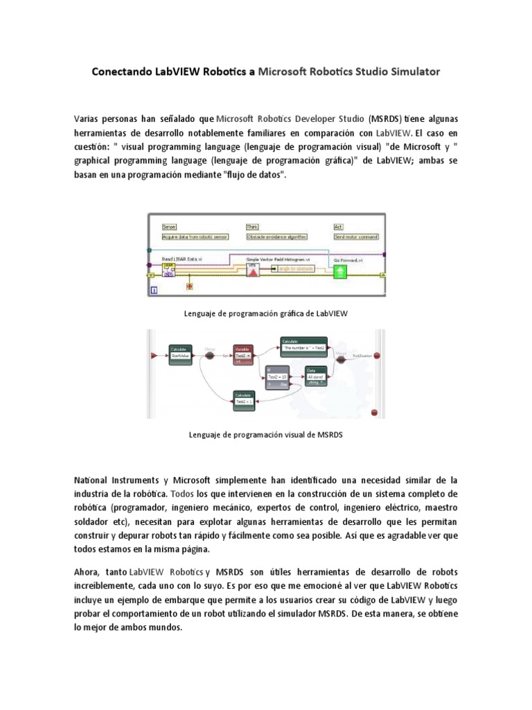 Conectando LabVIEW Robotics A Microsoft Robotics Studio | PDF ...