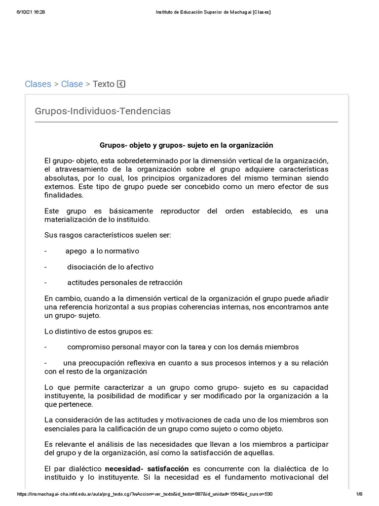 Grupo-Objeto y Grupo. Sujeto en La Organisacion | PDF | Comportamiento ...