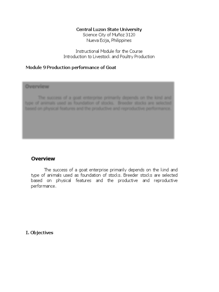 Module 6 - Production Performance of Goat | PDF | Goat | Domestication