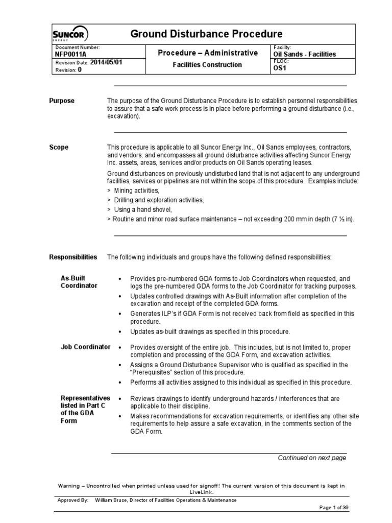 NFP0011A - Ground Disturbance Procedure | PDF | Deep Foundation | Image ...