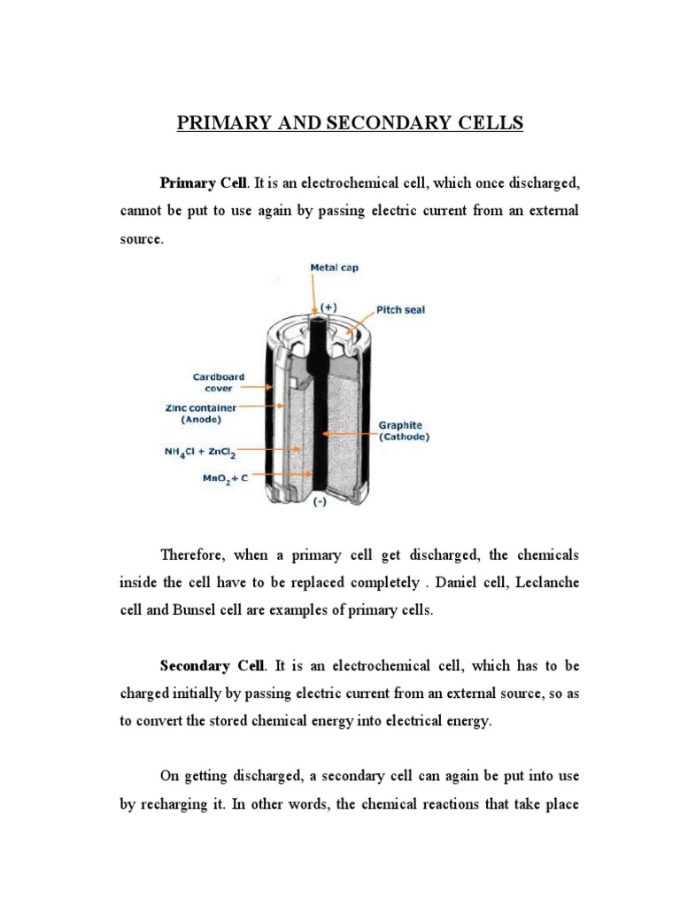 Comparing Primary and Secondary Cells: Their Construction, Working ...
