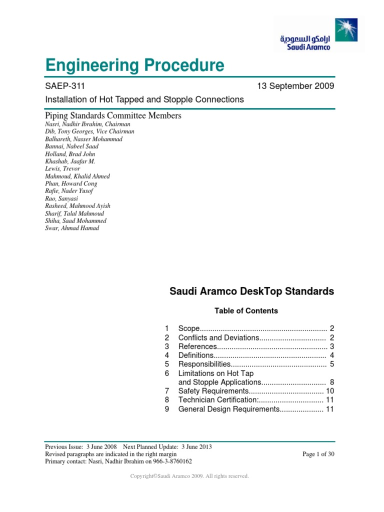 Saep 311 | PDF | Pipe (Fluid Conveyance) | Tap (Valve)
