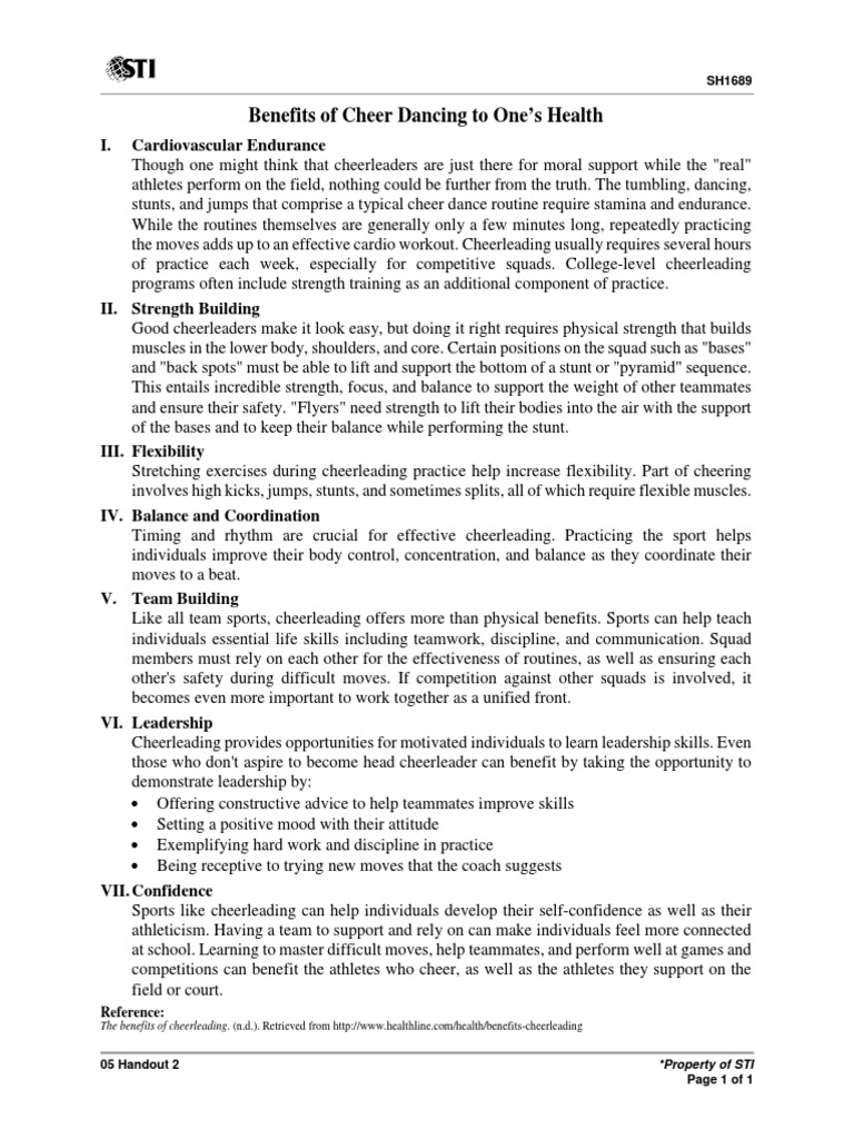 Benefits of Cheer Dancing To One's Health: I. Cardiovascular Endurance ...