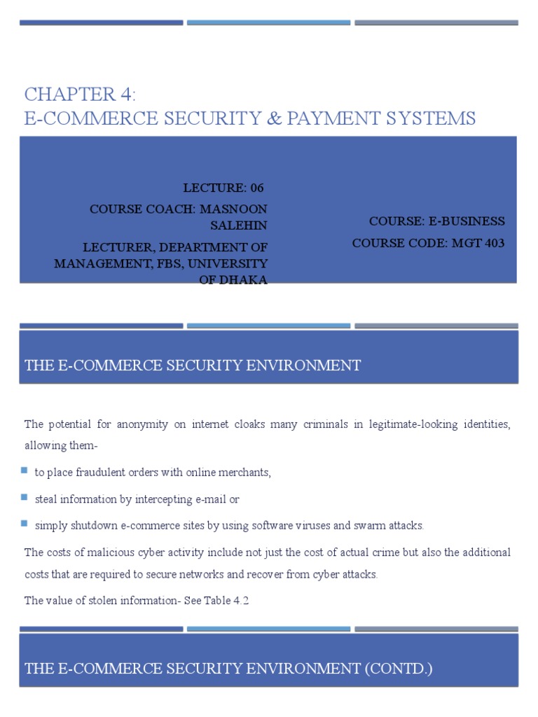 Chapter 4, E Commerce Security & Payment Systems | PDF | Credit Card | E Commerce