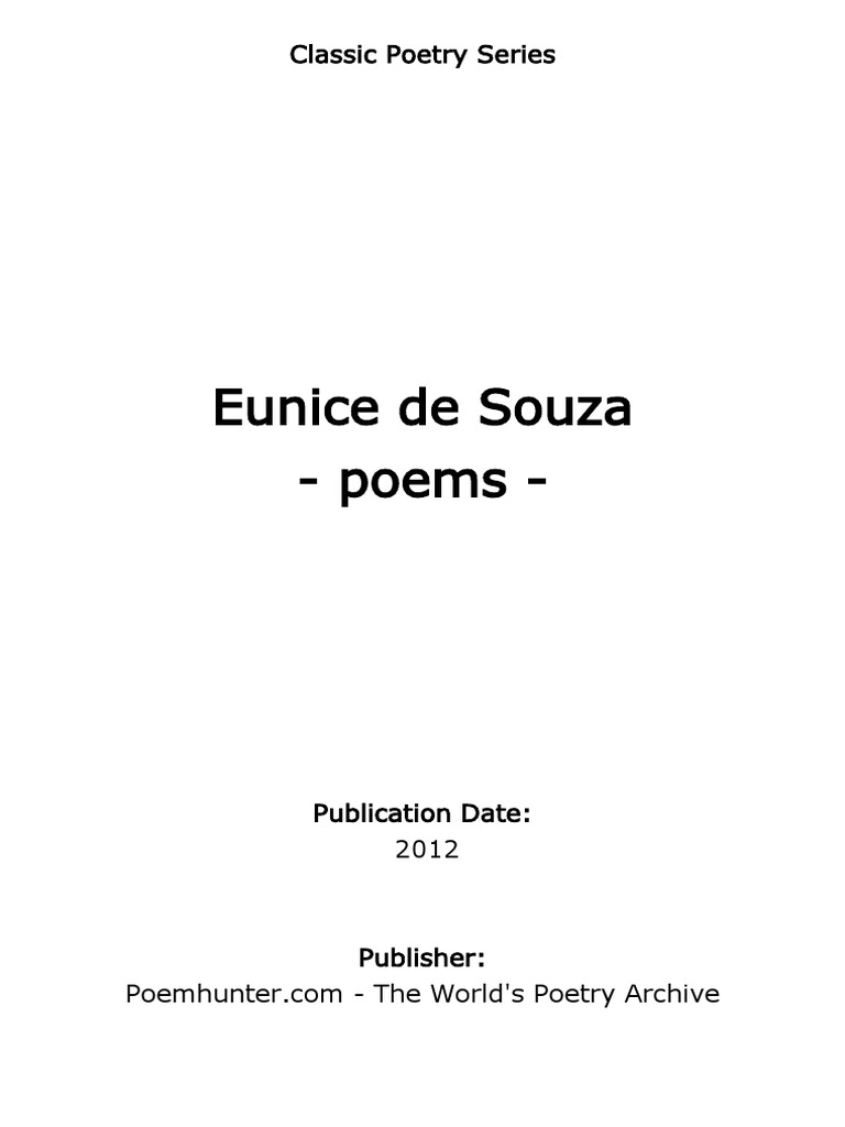 Eunice de Souza - Poems - : Classic Poetry Series | PDF | Writing
