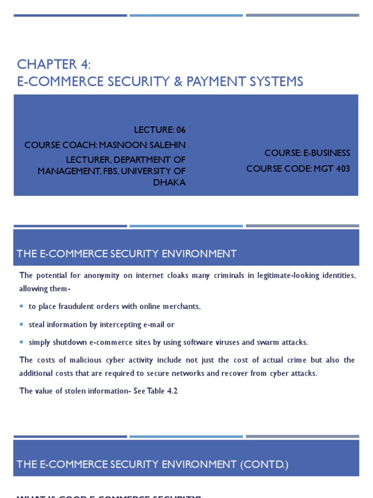 Chapter 4, E Commerce Security & Payment Systems | PDF | Credit Card ...