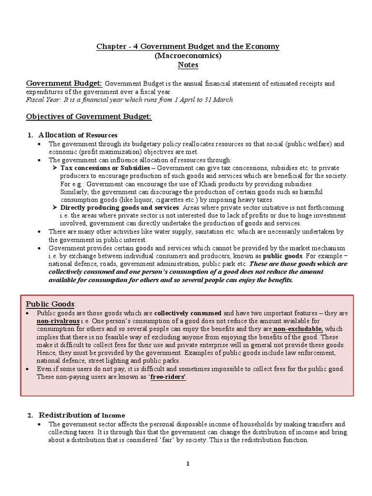 12 Economics - Government Budget and The Economy - Notes & Video Links ...