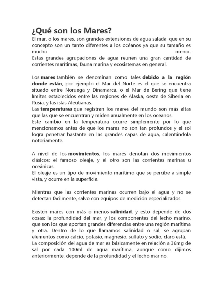 Características y Tipos de Mares | PDF | Mar | Océanos