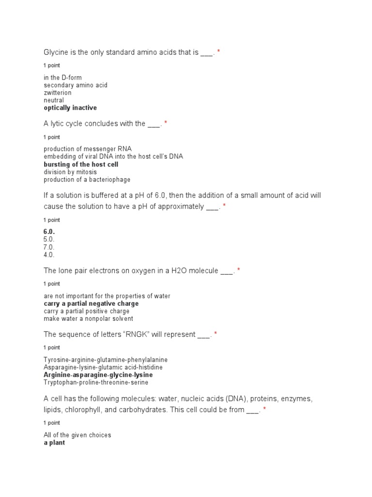 Optically Inactive: 1 Point | PDF | Proteins | Chemistry