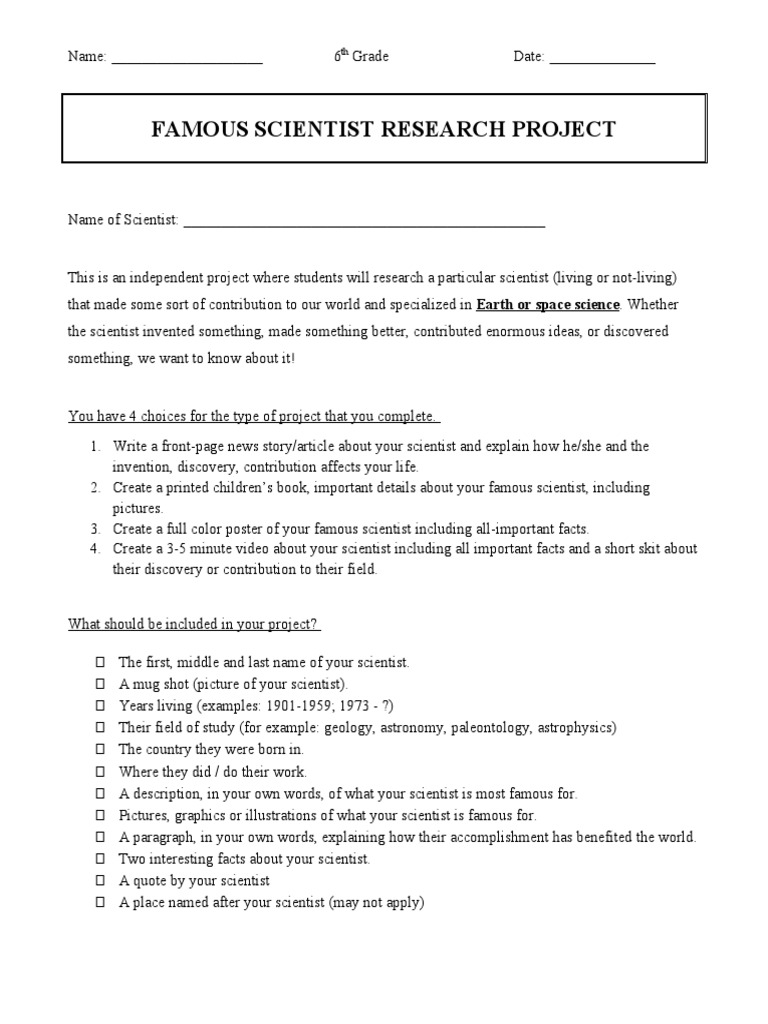 Famous Scientist Research Project | PDF | Scientist | Science
