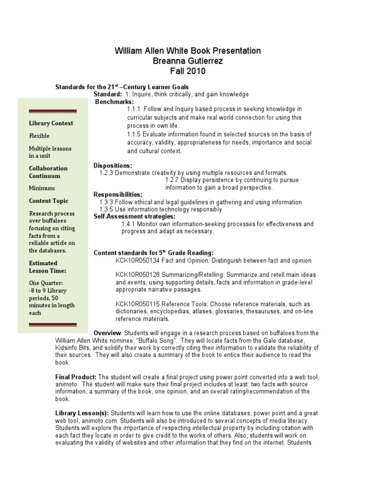 William Allen White Book Presentation Breanna Gutierrez Fall 2010 | PDF ...