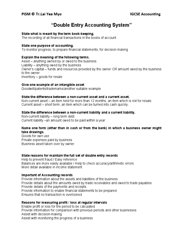 Notes For IGCSE Accountings | PDF | Bookkeeping | Expense