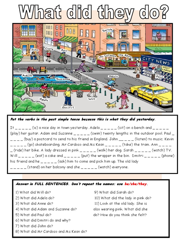 Past Simple Tense Activities Worksheet | PDF | Language Arts ...