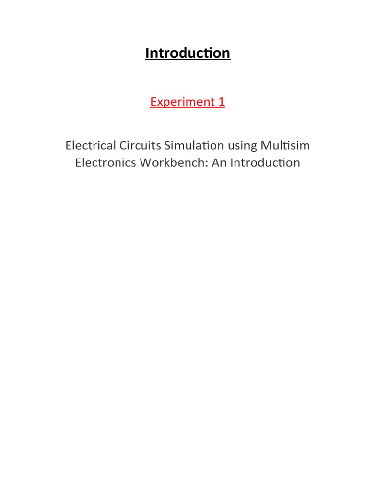 Electrical Circuits Simulation Using Multisim Electronics Workbench: An ...