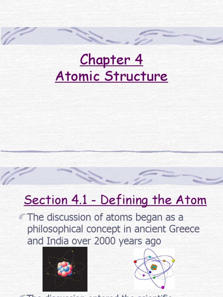 Chapter 4: Defining the Atom | PDF | Atoms | Atomic Nucleus