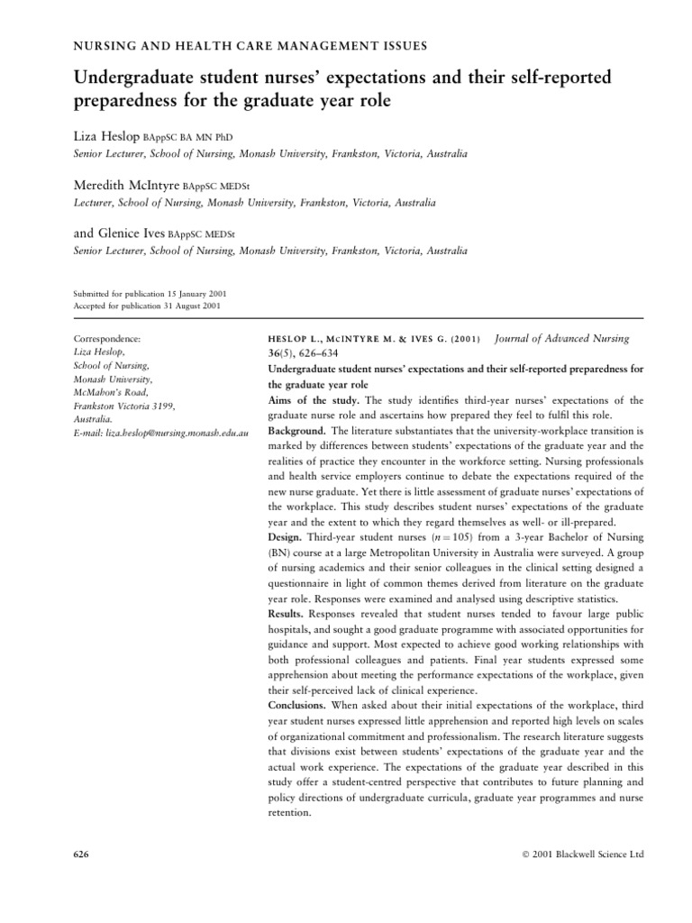 Undergraduate Student Nurses Expectation | PDF | Nursing | Hospital