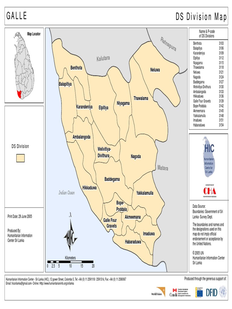 Galle District Divisional Secretariats Map | PDF