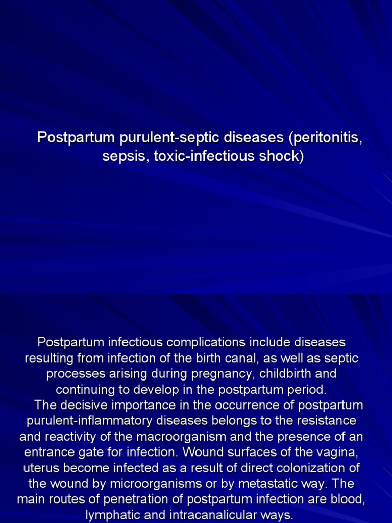 Postpartum Purulent-Septic Diseases (Peritonitis, Sepsis, Toxic ...