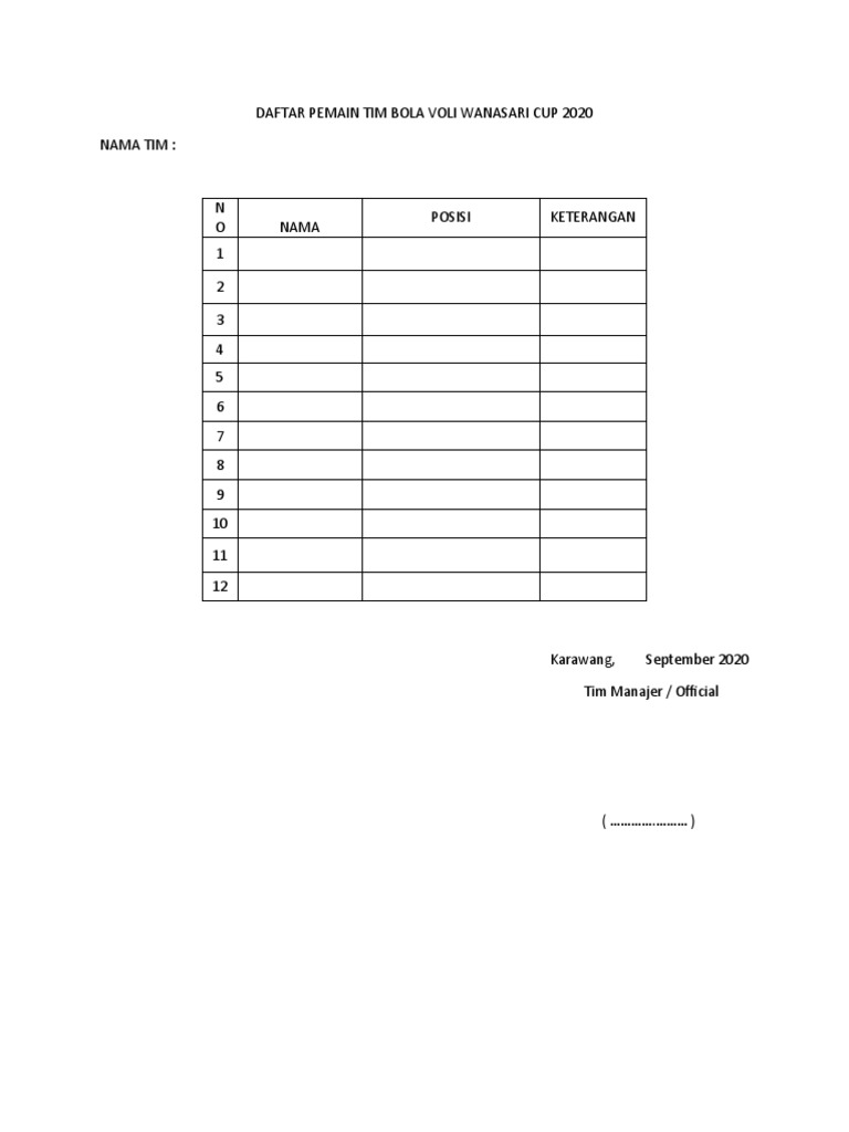 Daftar Pemain Bola Voli | PDF