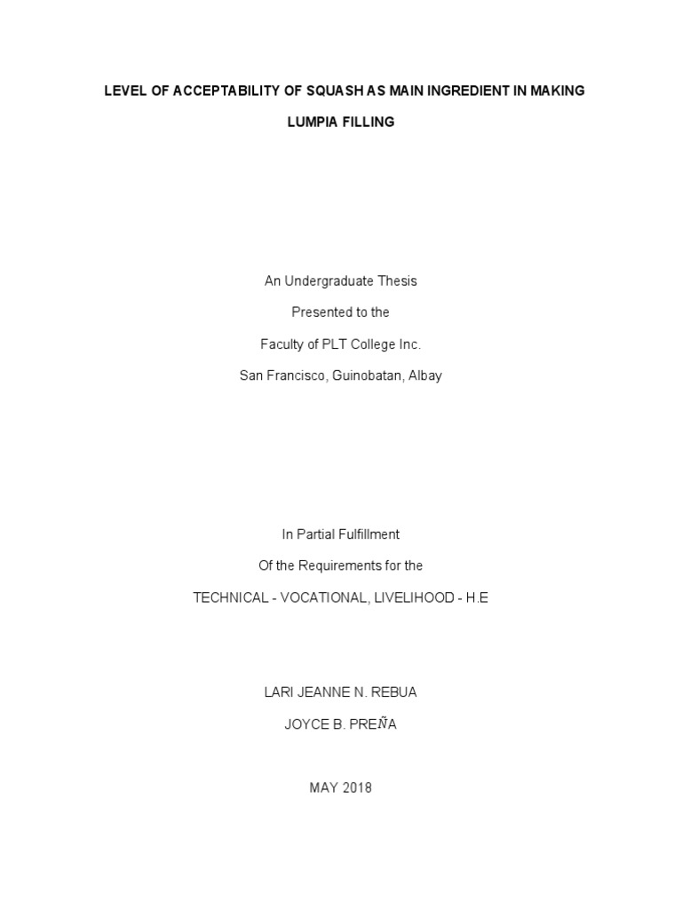 Squash Lumpia Filling Thesis | PDF | Veganism | Cucurbita