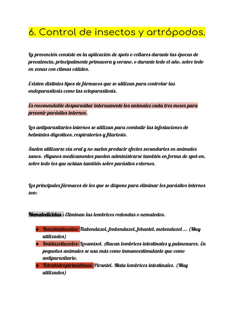 Control de Insectos y Artrópodos | PDF | Parasitología | Especialidades ...