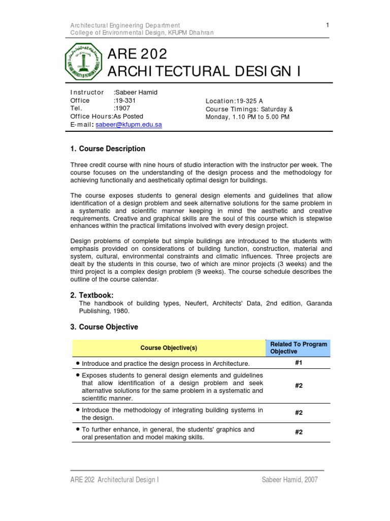 Architectural Design I Course Overview | PDF | Design | Engineering