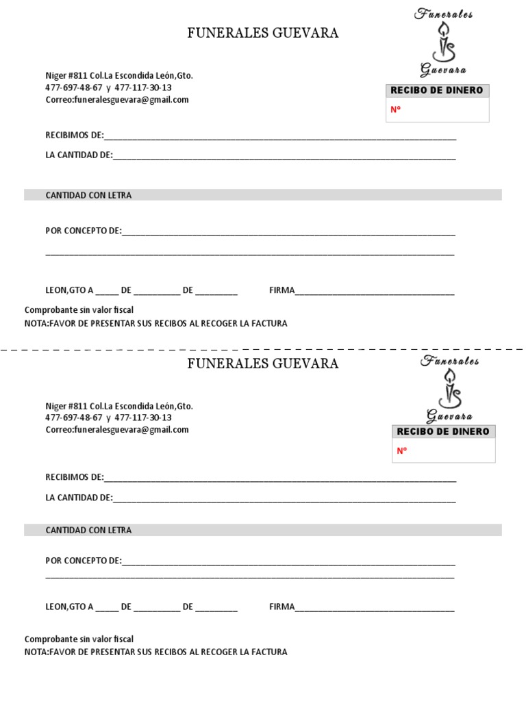 Recibo de Gastos Funerarios Sin Valor Fiscal | PDF