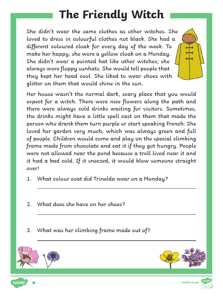 The Friendly Witch Comprehension | PDF