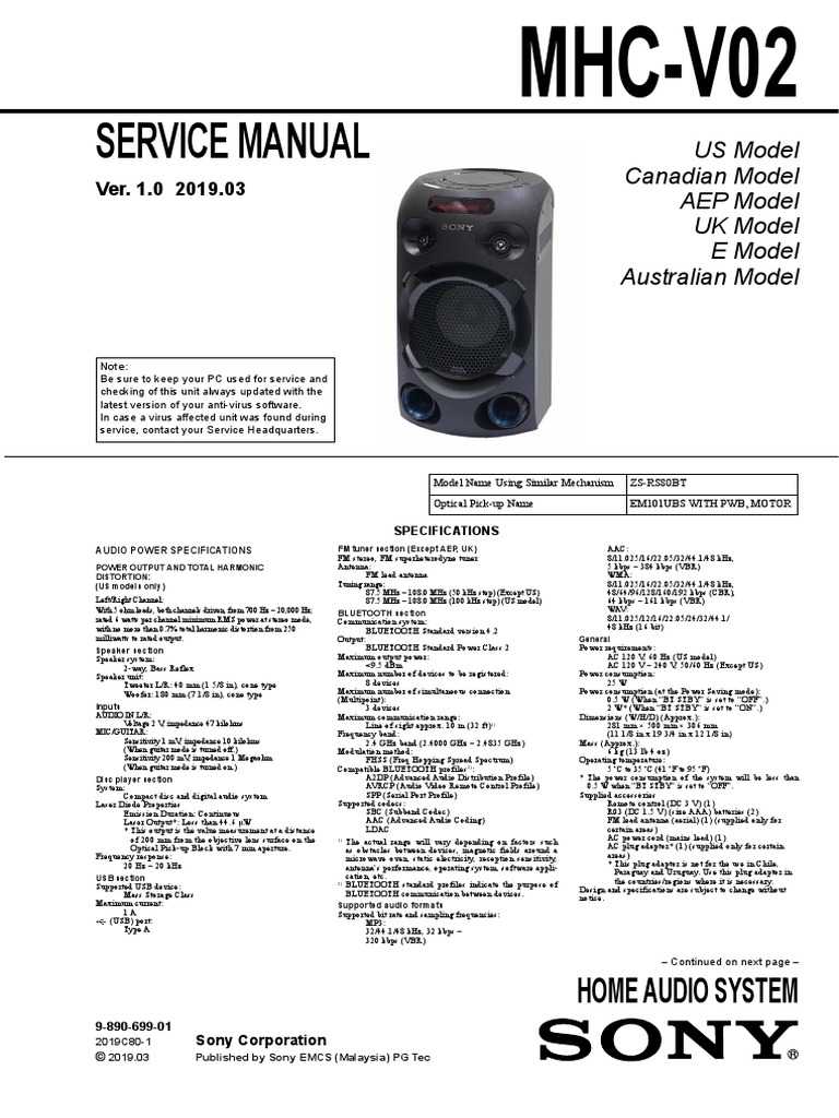 Service Manual: Home Audio System | PDF | Printed Circuit Board | Soldering