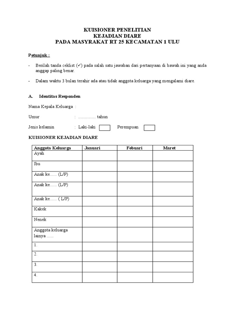 Fiks Kuesioner Diare | PDF
