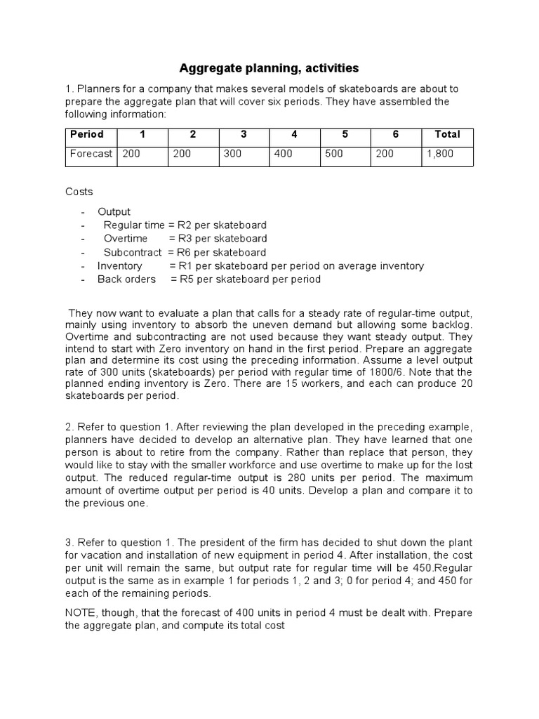 Aggregate Planning Activities | PDF | Inventory | Economies