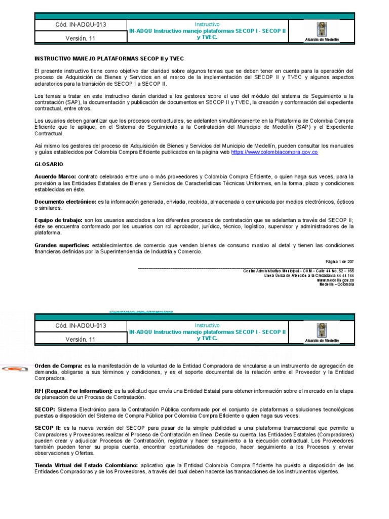 Instructivo Secop 2 Pdf Colombia Apéndice