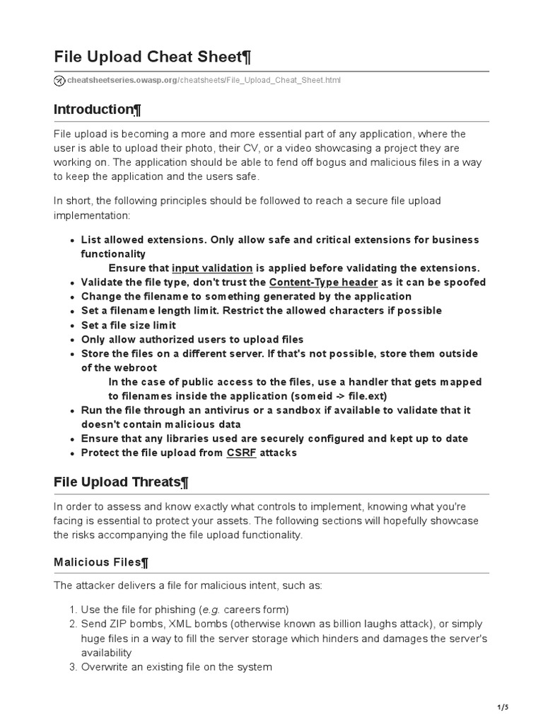 File Upload Cheat Sheet | PDF | Computer File | File System