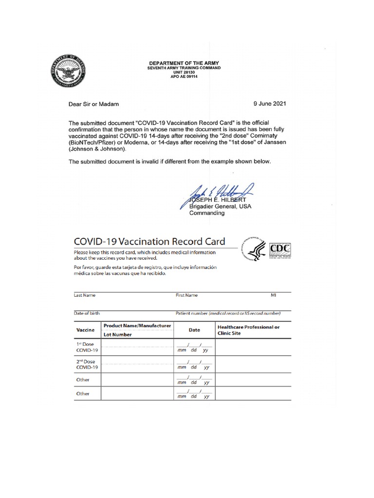 CDC Card Covid Bavaria | PDF