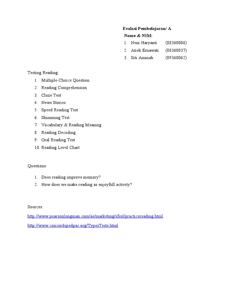 Reading Test | PDF