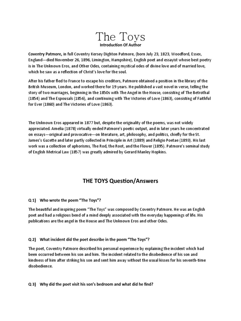THE TOYS Question/Answers | PDF