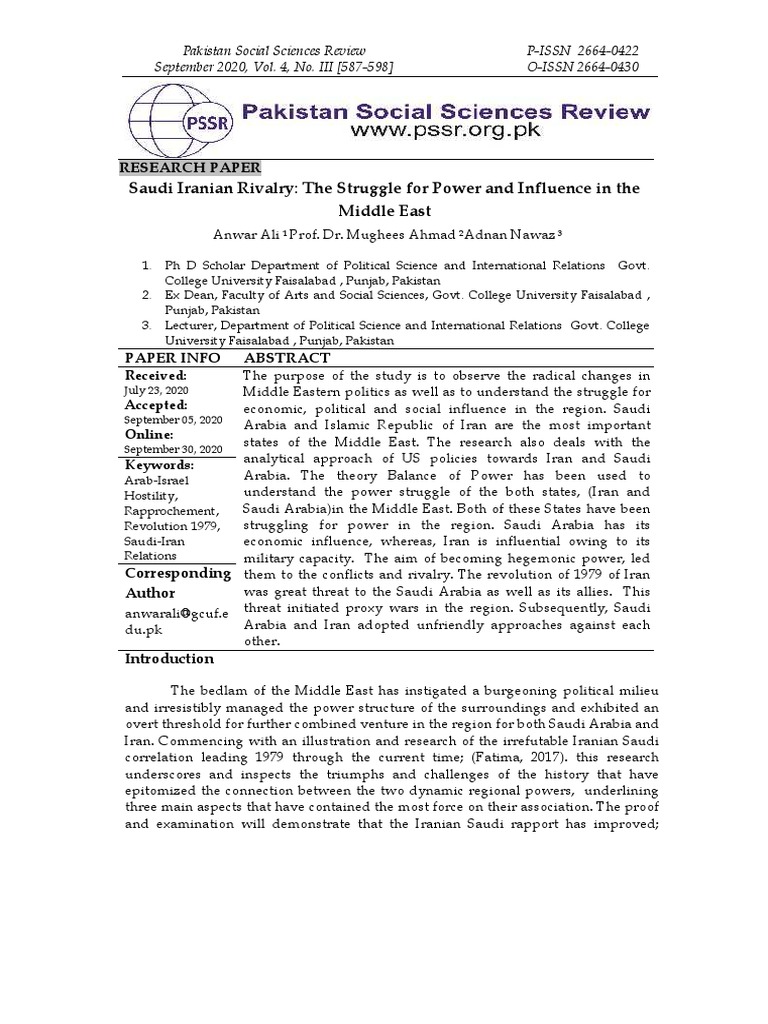 Saudi Iranian Rivalry The Struggle For Power and Influence in The ...